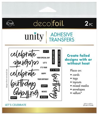 Deco Foil Adhesive Transfer Sheets by Unity 5.9" x 5.9"-Let's Celebrate ...