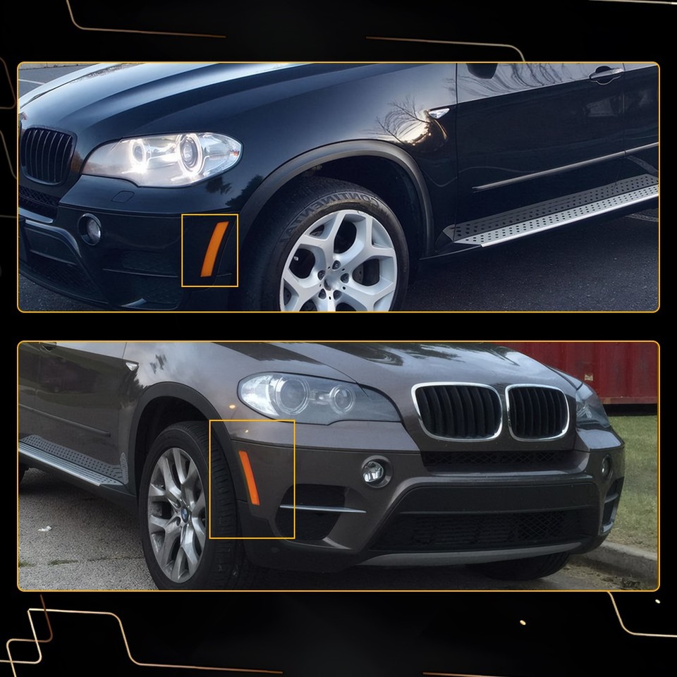 Pair Left&Right Front Side Reflectors Bumper Amber for E70 BMW LCI X5 ...