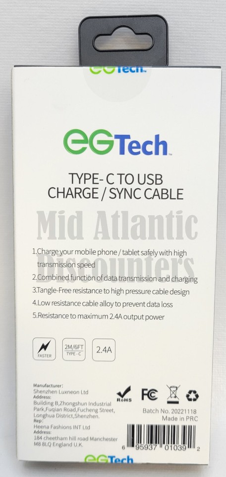 4pk EGTech Braided USB-C Fast Charging 6ft Cell Phone Charger Data Sync ...