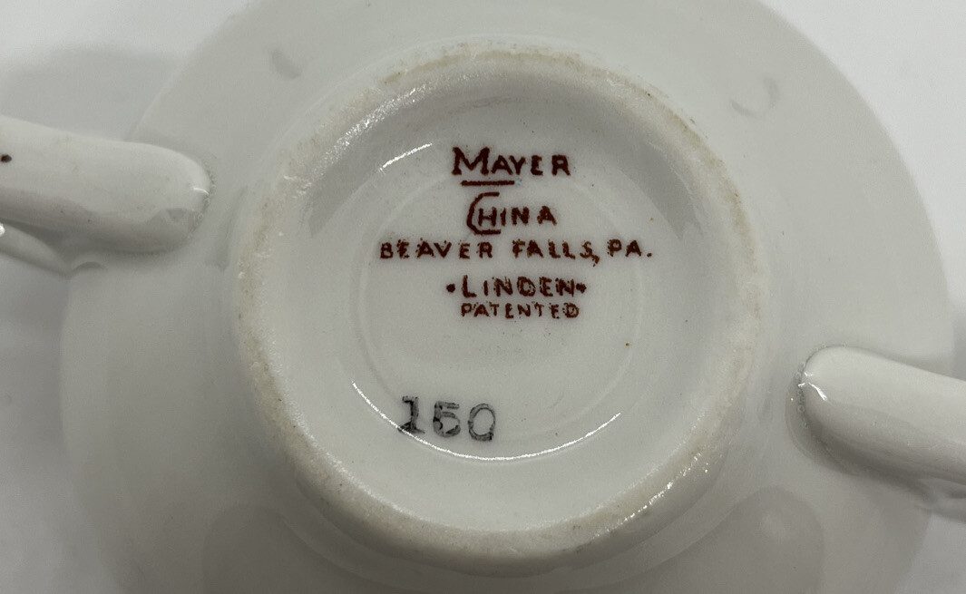 MAYER CHINA LYRIC BAND BROWN LINDEN PATTERN RESTAURANT WARE 2 HANDLED ...