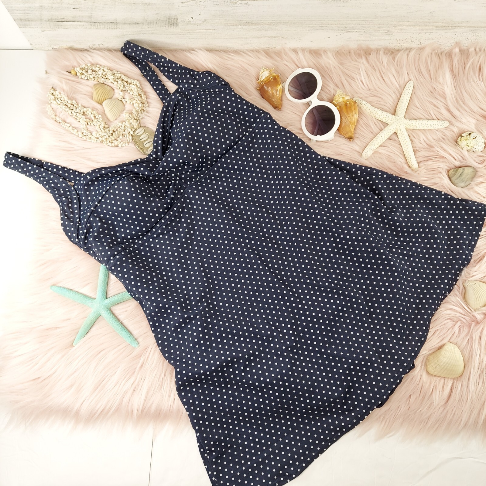 GABAR SWIMWEAR NAVY BLUE POLKA DOT SWIM DRESS WOMEN'S… - Gem