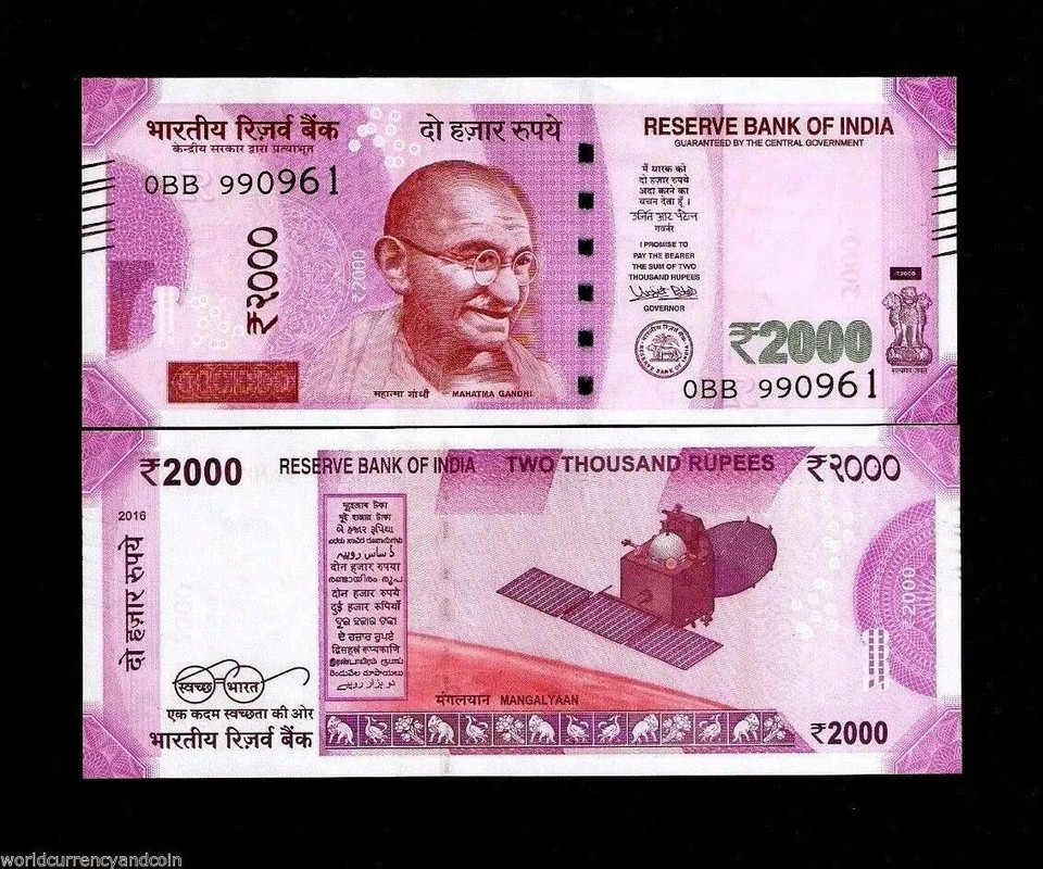 India 2000 RUPEES P-116 2016 x 1 Pcs GANDHI UNC Mangalyan INDIAN ...