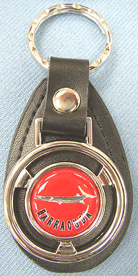Vintage Red BARRACUDA Plymouth Mini Steering Wheel Black Leather Key ...