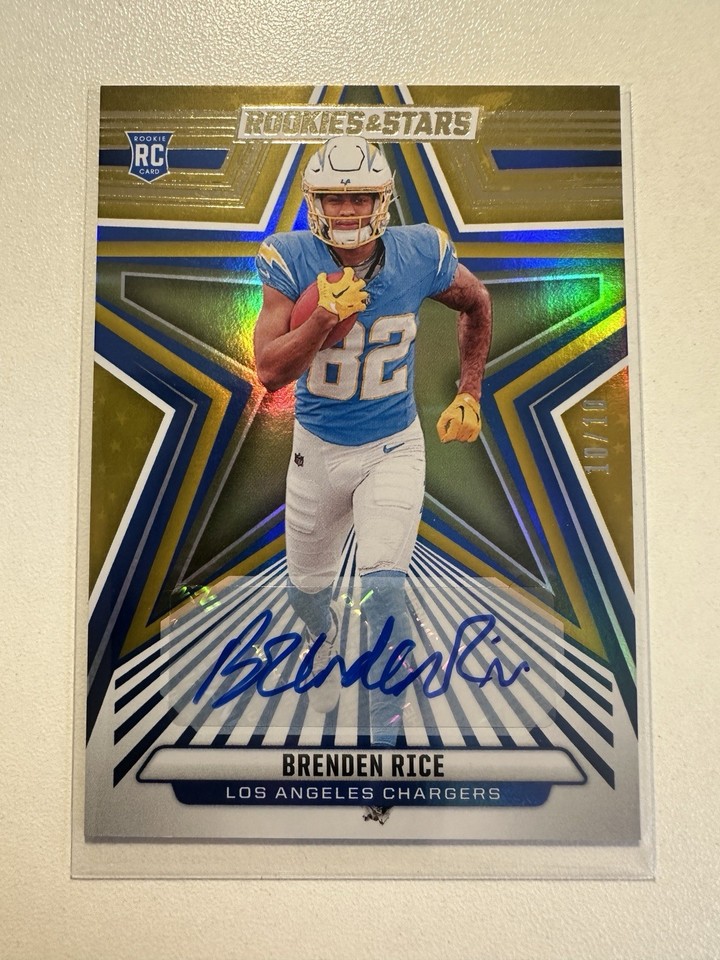 2024 Panini Rookies And Stars Brenden Rice Rookie Auto Gold /10 💎 ...