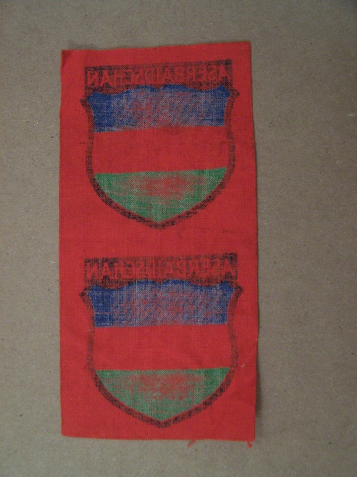 TWO WW2 German shield sleeve insignia foreign badge ASERBAIDSCHIN ...