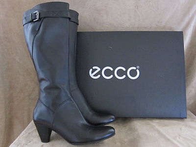 ECCO Hope Tall 65 MM Black Leather Zip Boots Shoes US 10 - 10.5 M EUR ...