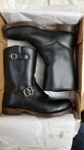 Frye BLK Leather Biker Cowboy Engineer Boots 11 M Boxed Hardly Used USA ...