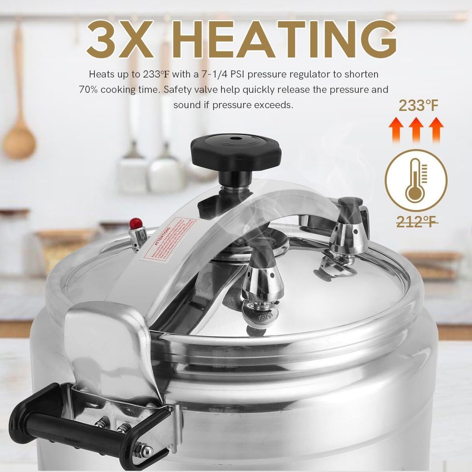 26 Quart Clamp On Pressure Cooker, Aluminum Pressure Cooker with ...