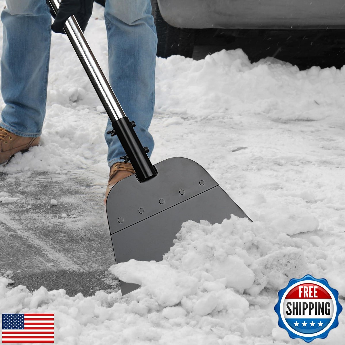 Milwaukee Snow Shovel Heavy Duty Ice Scraper For Driveway - 56-Inch ...