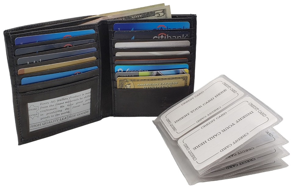 Mens Hipster Leather Bifold Credit Card Inserts ID Window European ...