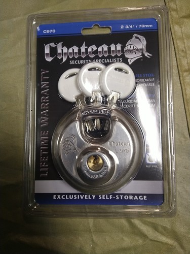 Chateau Padlock Lock Stainless Steel Heavy Duty 3 Keys Round Disc ...