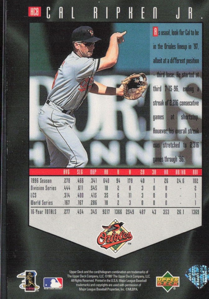1997 Upper Deck #HC8 Cal Ripken Jr. Hot Commodities | eBay