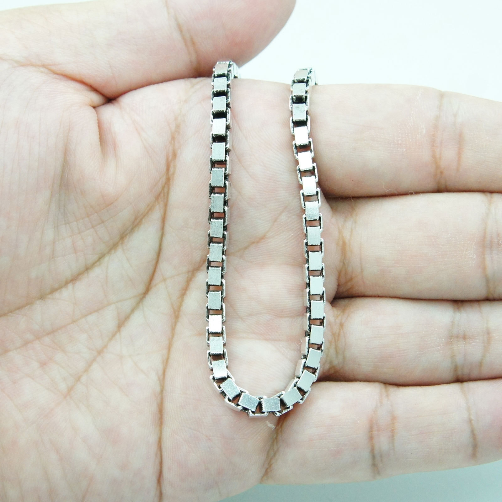 BOX CHAIN 20,22,24 INCH 925 STERLING SILVER BIKER NECKLACE khun-n001 | eBay