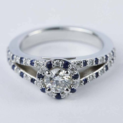 Split Shank Wedding Ring 2.03 Ct Round White Moissanite 14K White Gold ...