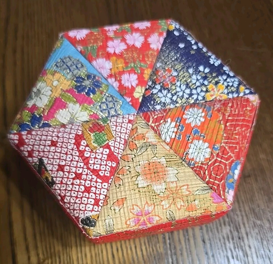 Japanese Origami Patchwork Style Hexagon Paper Trinket Box 4" | eBay