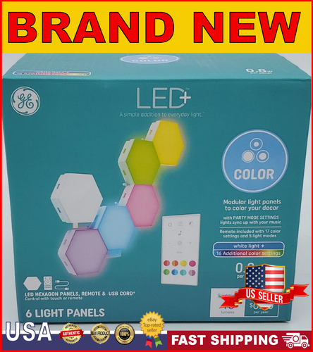 GE LED+ Modular 6 Hexagon Color Light Panels Kit Touch Sensitive or ...