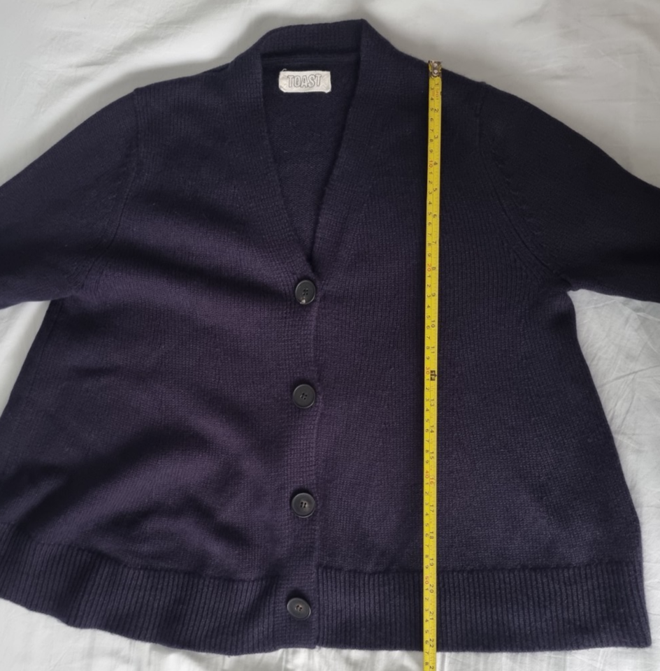 Toast Swingy Merino Wool Cardigan Size Small Navy Blue V Neck Sweater A ...