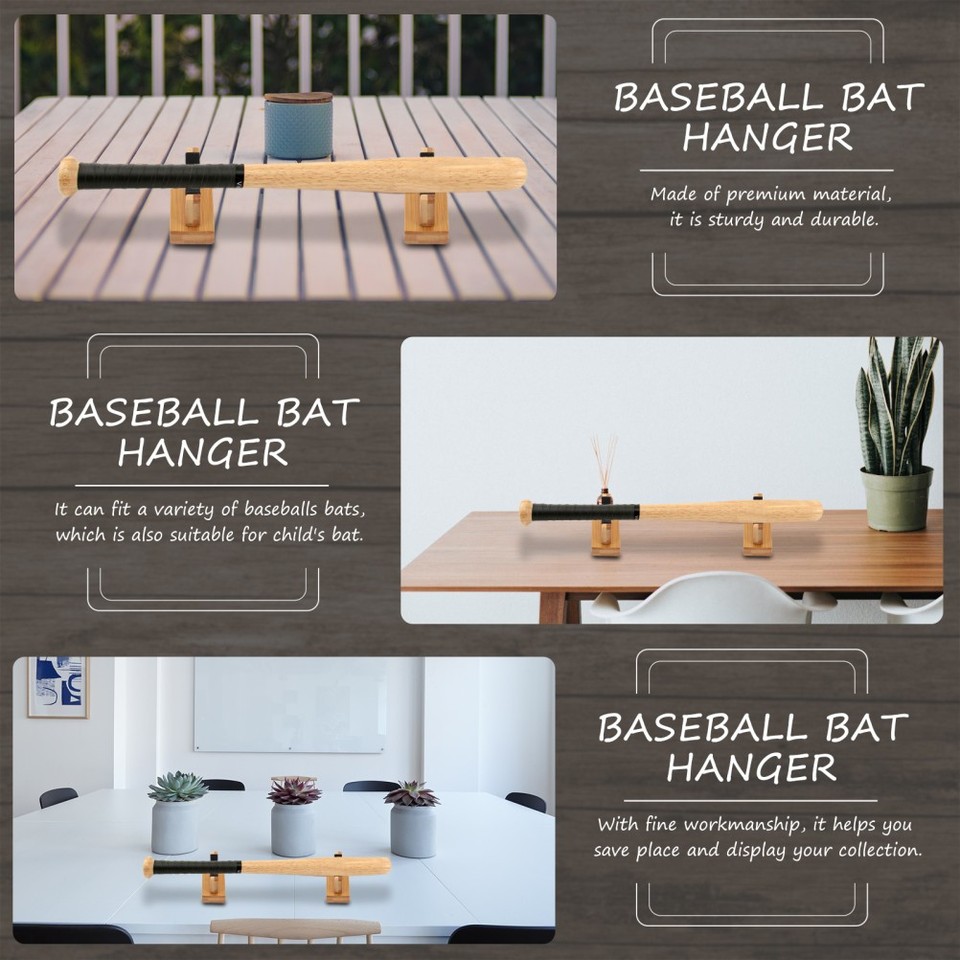 1 Pair Wooden Baseball Bat Display Hanger Horizontal Direction Desktop ...
