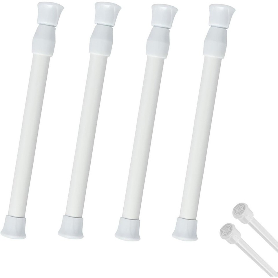 PVC Adjustable Tension Rods 4 Pieces for Curtains Shower and Closet ...
