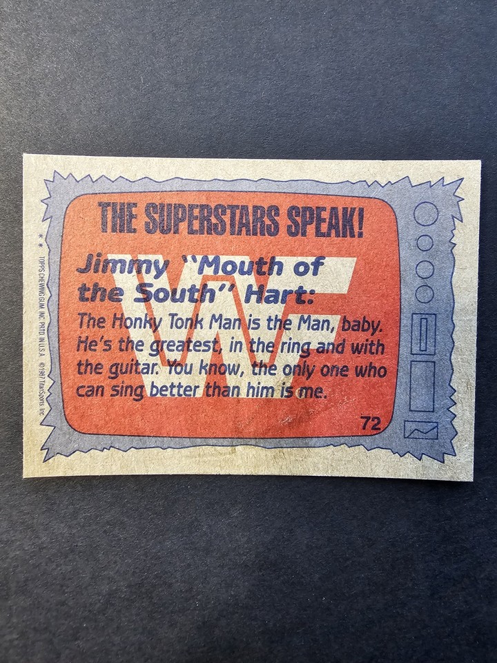1987 Topps WWF Honky Tonk Man 🔥 Jimmy Hart (RC) #72 WWE Hall Of Famers ...
