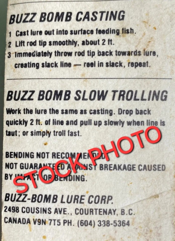 2 Vintage 1990's BUZZ BOMB Fishing Lures Tackle 1 Chartreuse - Orange ...