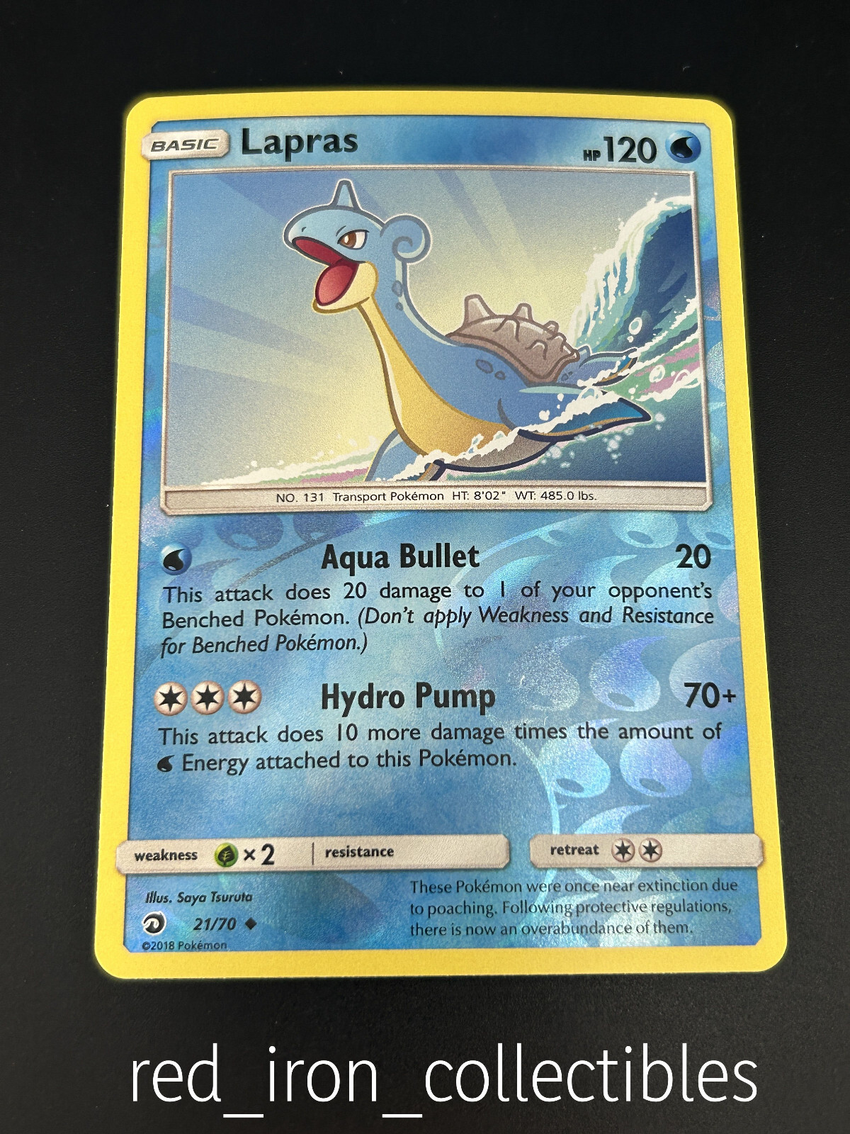 Lapras 21/70 Reverse Holo Rare Sun & Moon Dragon Majesty Pokemon Card ...