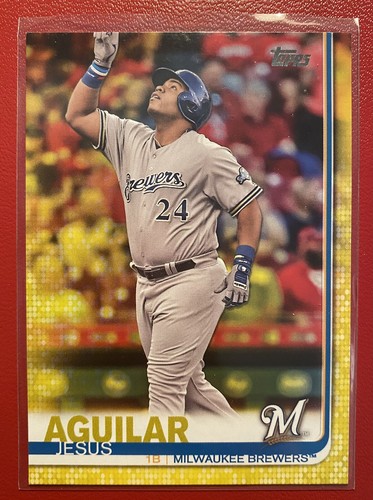 2019 Topps Yellow Parallel Jesus Aguilar Milwaukee Brewers #287 ...