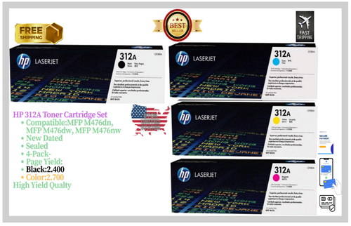 HP 312A Toner Set Cartride 4 Pack Color(CF 380A-381A-382A-383A New ...