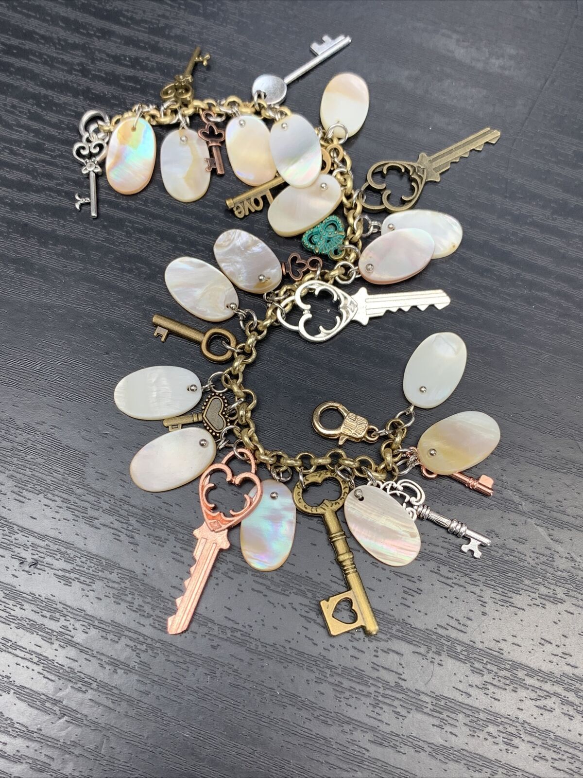 Vintage Boho Loaded MOP Skeleton key Cha Cha Charm 32… - Gem