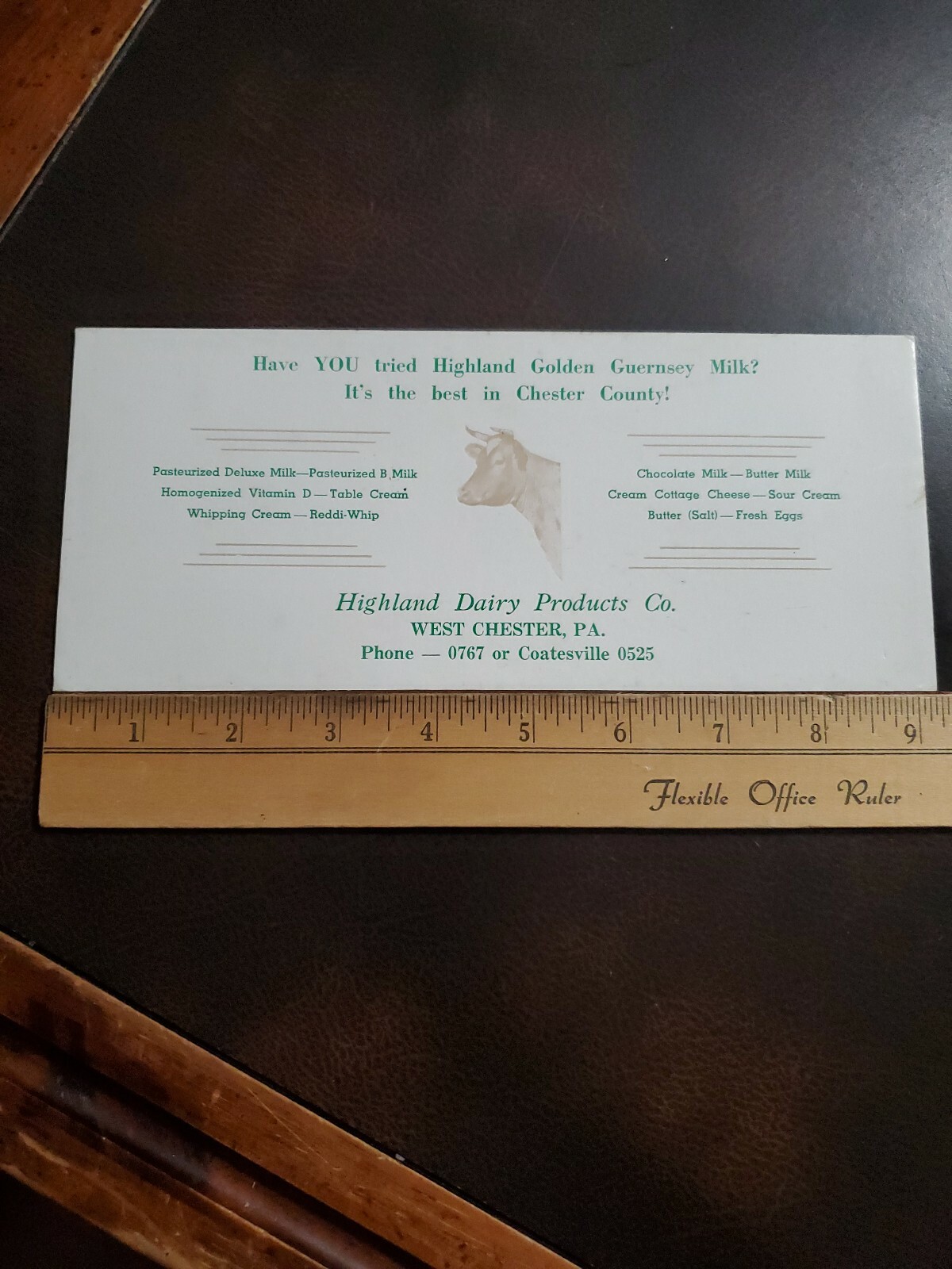 Vntg Blotter Card Highland Dairy West Chester Pa | eBay