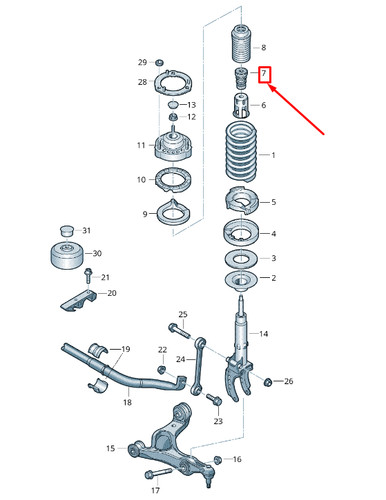 NEW VW TOUAREG 7P FRONT SHOCK ABSORBER RUBBER BUMP STOP 7P6412303B ...