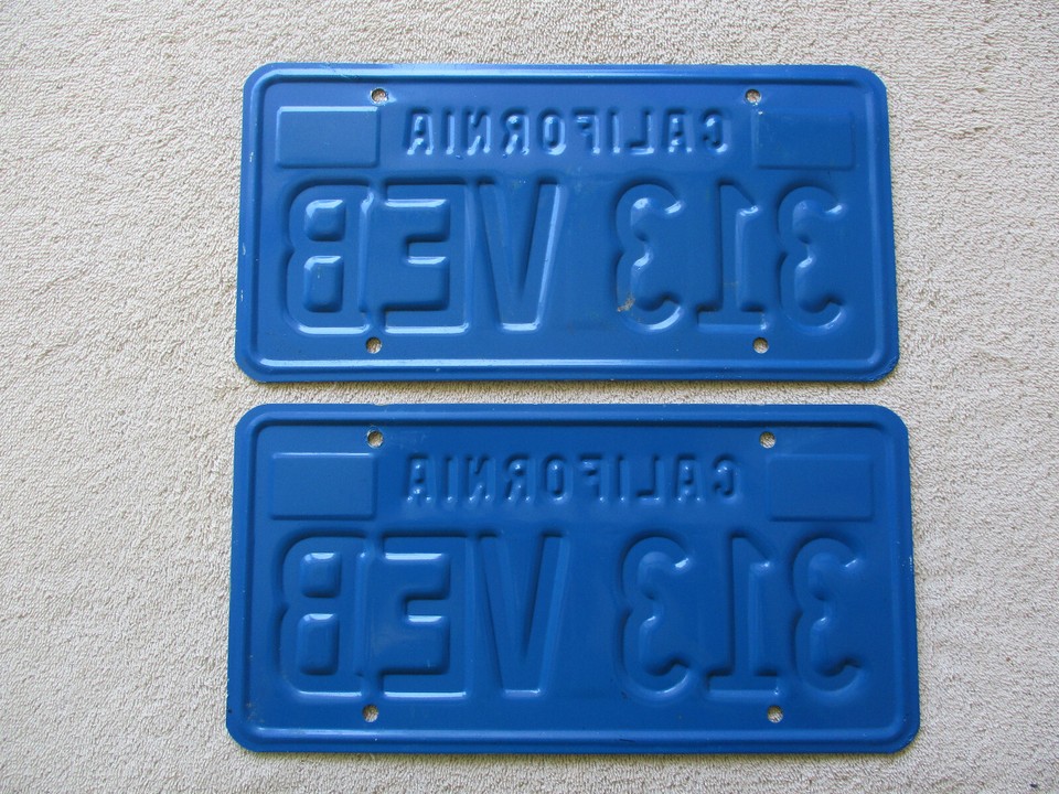 California (blue base) PAIR License Plates #313 VEB,w/'79 year sticker ...