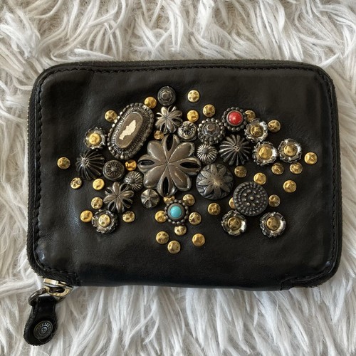 Free Shipping CAMPO MAGGI Studded Mini Wallet Black Leather 4207 | eBay
