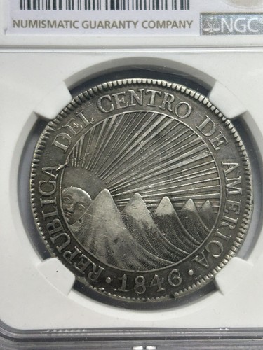 1846 Central American Republic Silver 8 Reales NGC XF40 Rare Straight ...