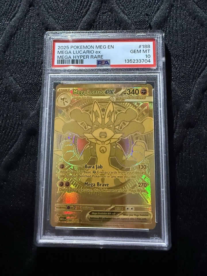 PSA 10 Mega Lucario EX Gold Rare 188/132 Mega Evolution | eBay