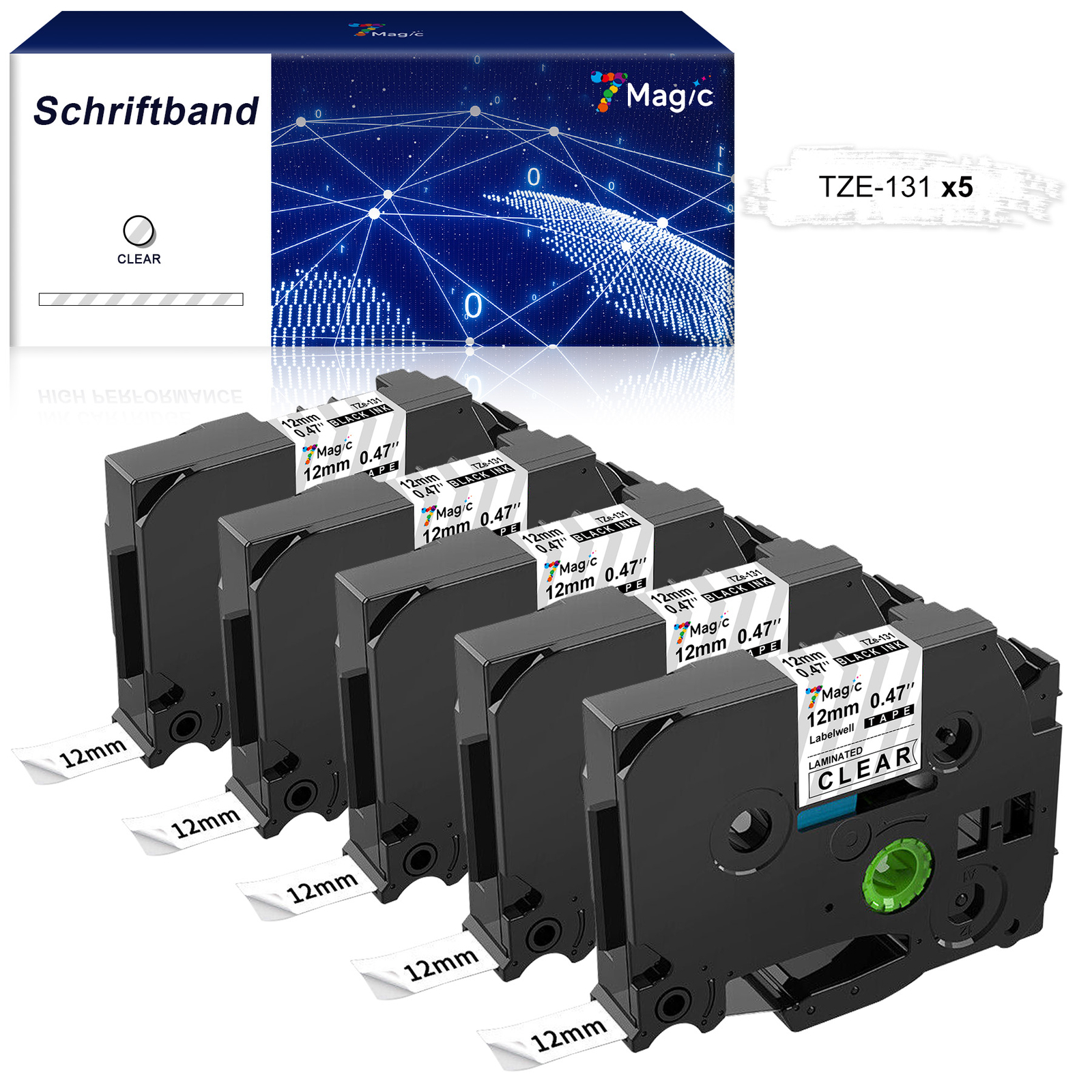 Schriftband für Brother P-touch Bänder 12mm 0.47 TZe-231 TZe131-731 PT ...
