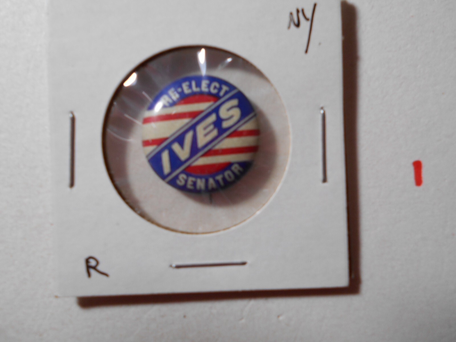 13/16" Re-Elect Ives New York U.S. Senator litho pinback button | eBay