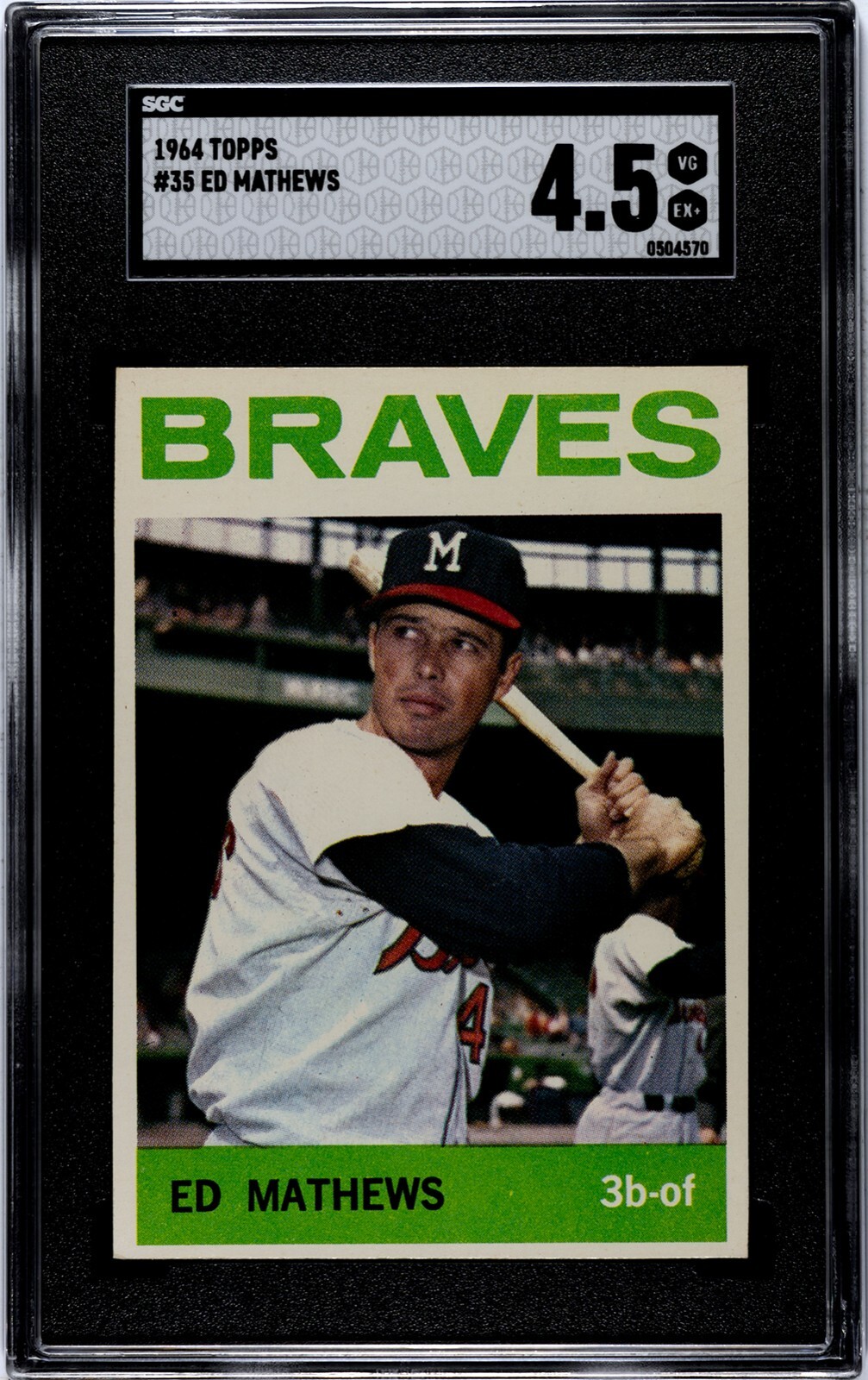 Eddie/Ed Mathews 1964 Topps Baseball Card #35- SGC Graded 4.5 VG-EX+ | eBay