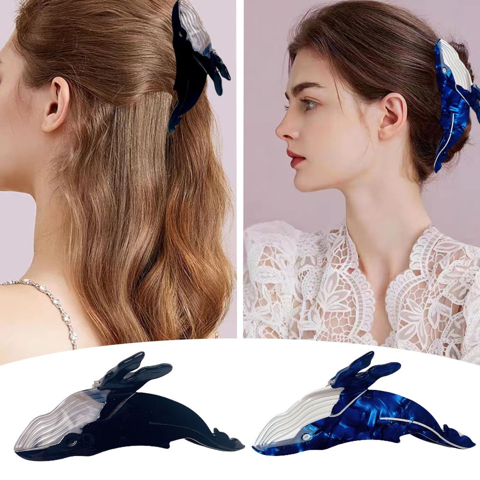 Teeth Hair Clip Grip Claw Whale Shape Clips Set for Women Acetate with ...
