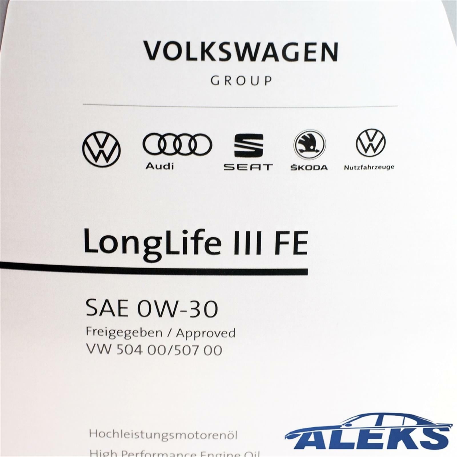 5L VW Audi original engine oil oil SAE 0W30 longlife 3 III FE G 555 545 ...