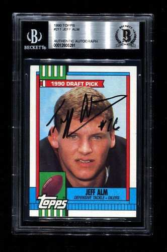 1990 TOPPS JEFF ALM RC #211 OILERS SIGNED AUTO BECKETT BAS | eBay