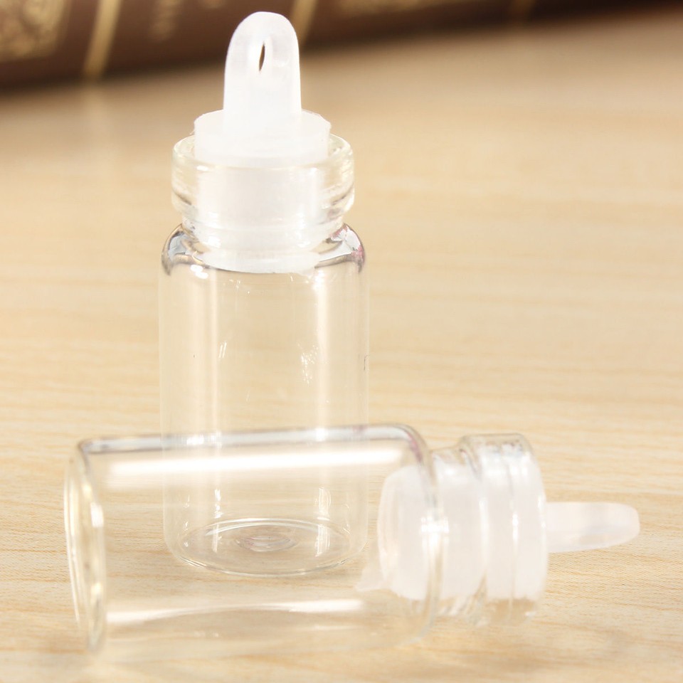 100pcs 1ml Empty Sample Vials Clear Glass Bottles with Plastic Lid ...