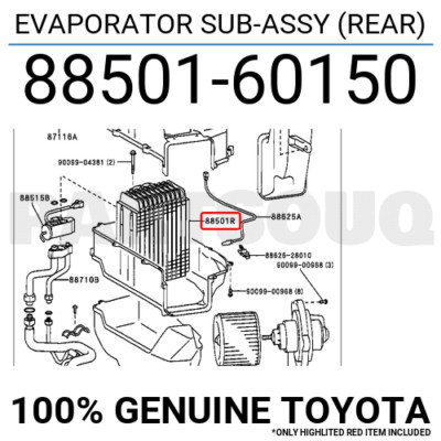 8850160150 Genuine Toyota EVAPORATOR SUB-ASSY (REAR) 88501-60150 | eBay