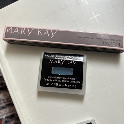 MARY KAY CHROMAFUSION EYE SHADOW Radiant Blue & Black Liquid Eyeliner ...