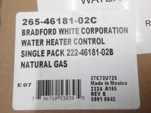 Genuine Bradford White Water Heater Control Unit 265-46181-02C ...