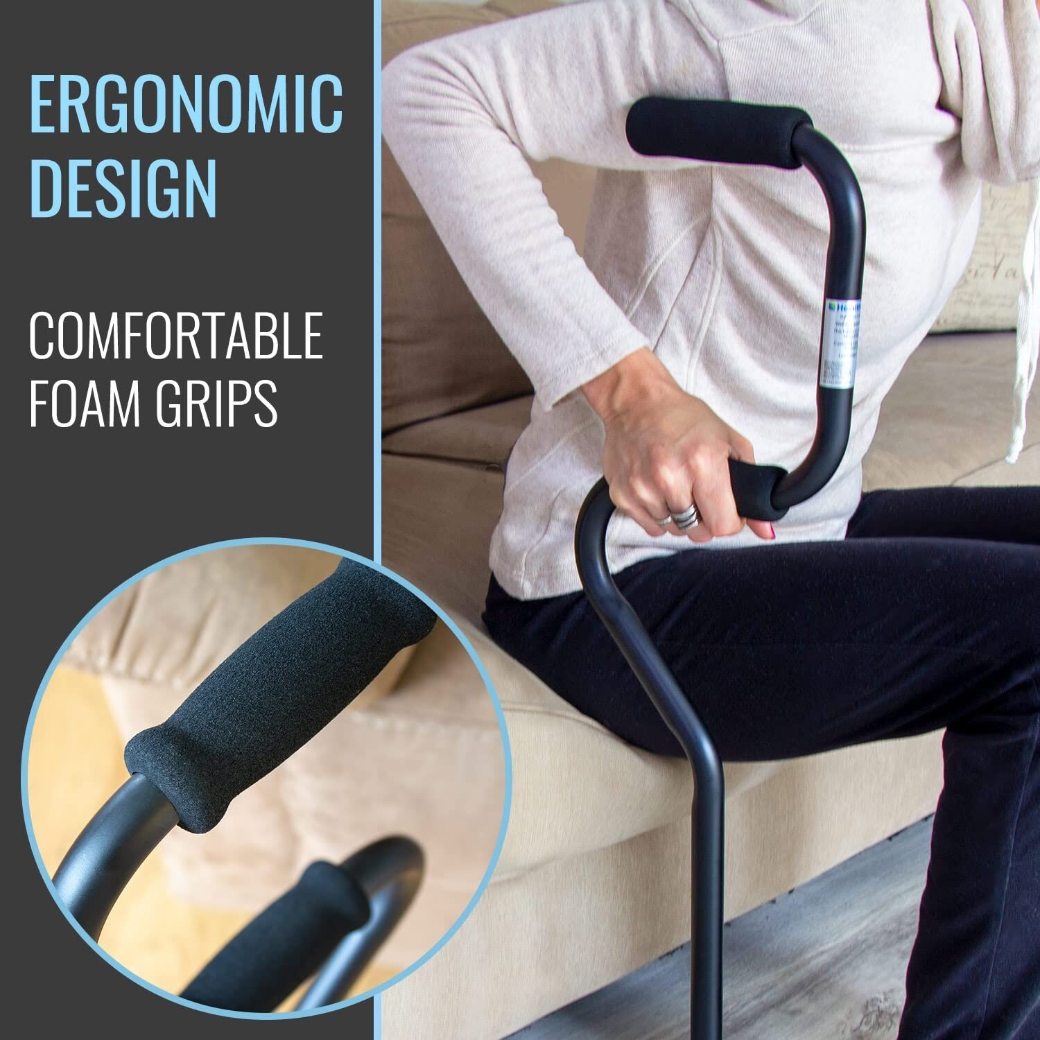 HealthSmart Quad Walking Cane, Sit to Stand Walker, Adjustable Canes ...