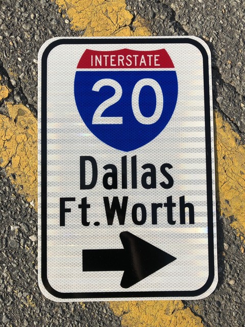 DALLAS FT WORTH Texas I-20 Highway road sign Cowboys Mavs 12"x18" - DOT ...