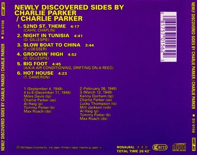 CHARLIE PARKER NEWLY DISCOVERED SIDES NEW CD 81757015622 | eBay