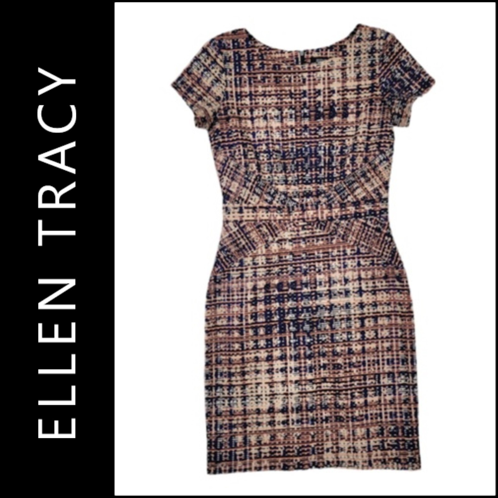 Ellen Tracy Women Sheath Stretch Dress Short Sleeves … - Gem