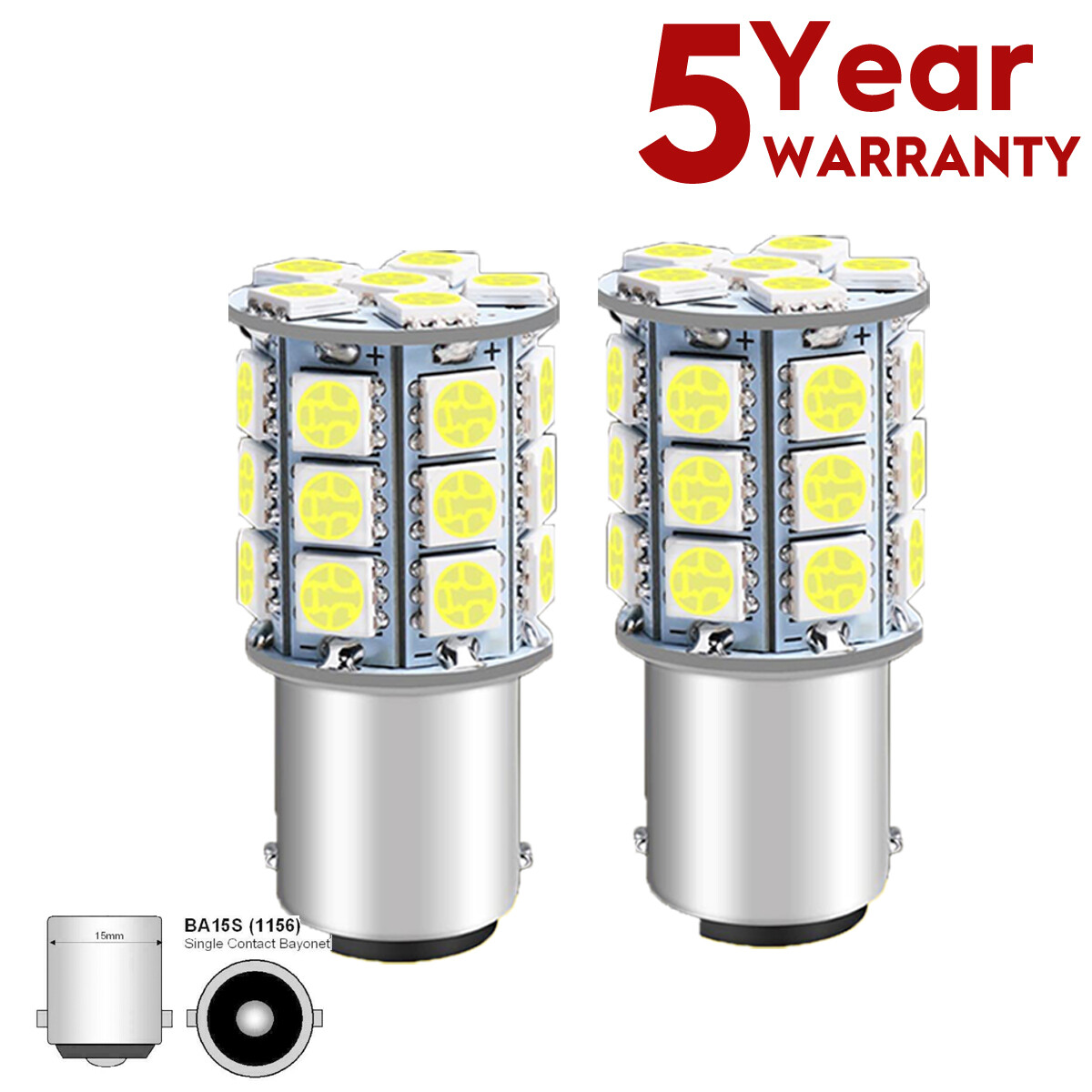 2Pack 12V White 67 89 97 631 5007 5008 R5W R10W 1156 LED Bulb Mini ...